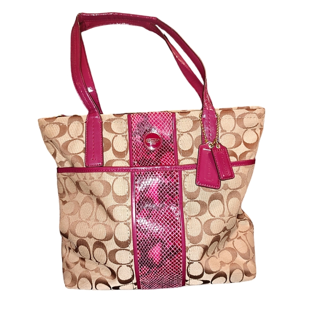 Coach Signature Raspberry With Python Stripe - Gem